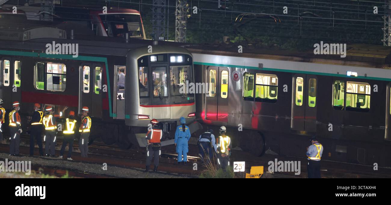 A photo shows the accident scene of the collision and derailed site at ...