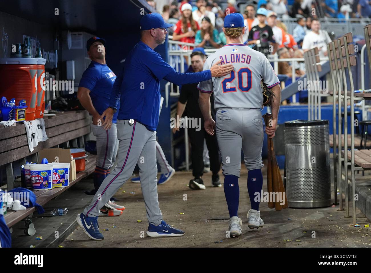 New York Mets' Pete Alonso walks in the dugout after the Mets lost to ...