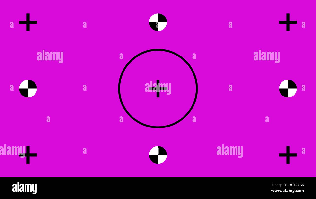 Bright chroma key magenta screen background with four corner markers ...
