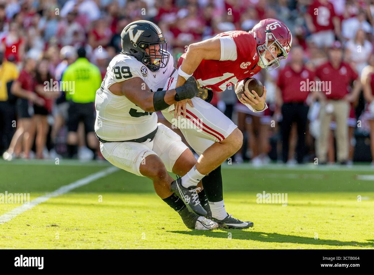 Vanderbilt defensive lineman Joshua Singh (99) sacks Alabama ...