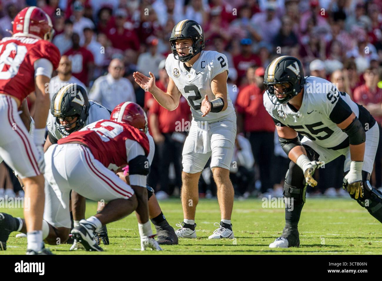 Vanderbilt quarterback Diego Pavia (2) runs a play against Alabama ...