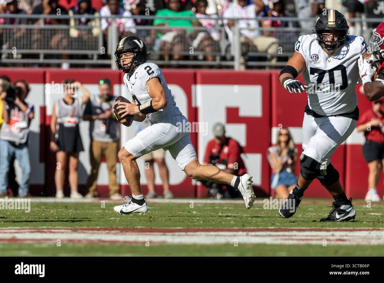 Vanderbilt quarterback Diego Pavia (2) runs as he looks to pass against ...