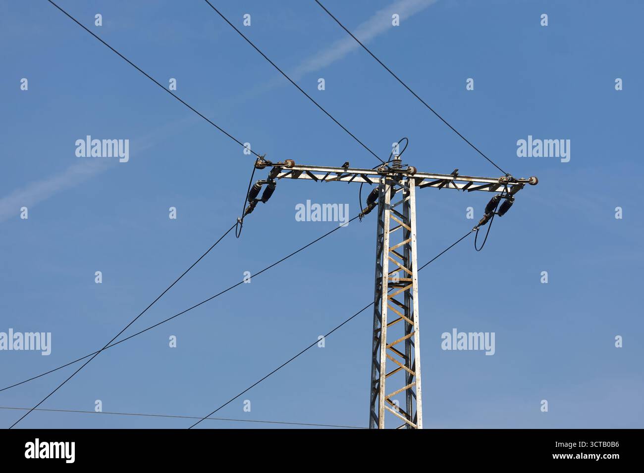 Electric line post three-phase Stock Photo - Alamy