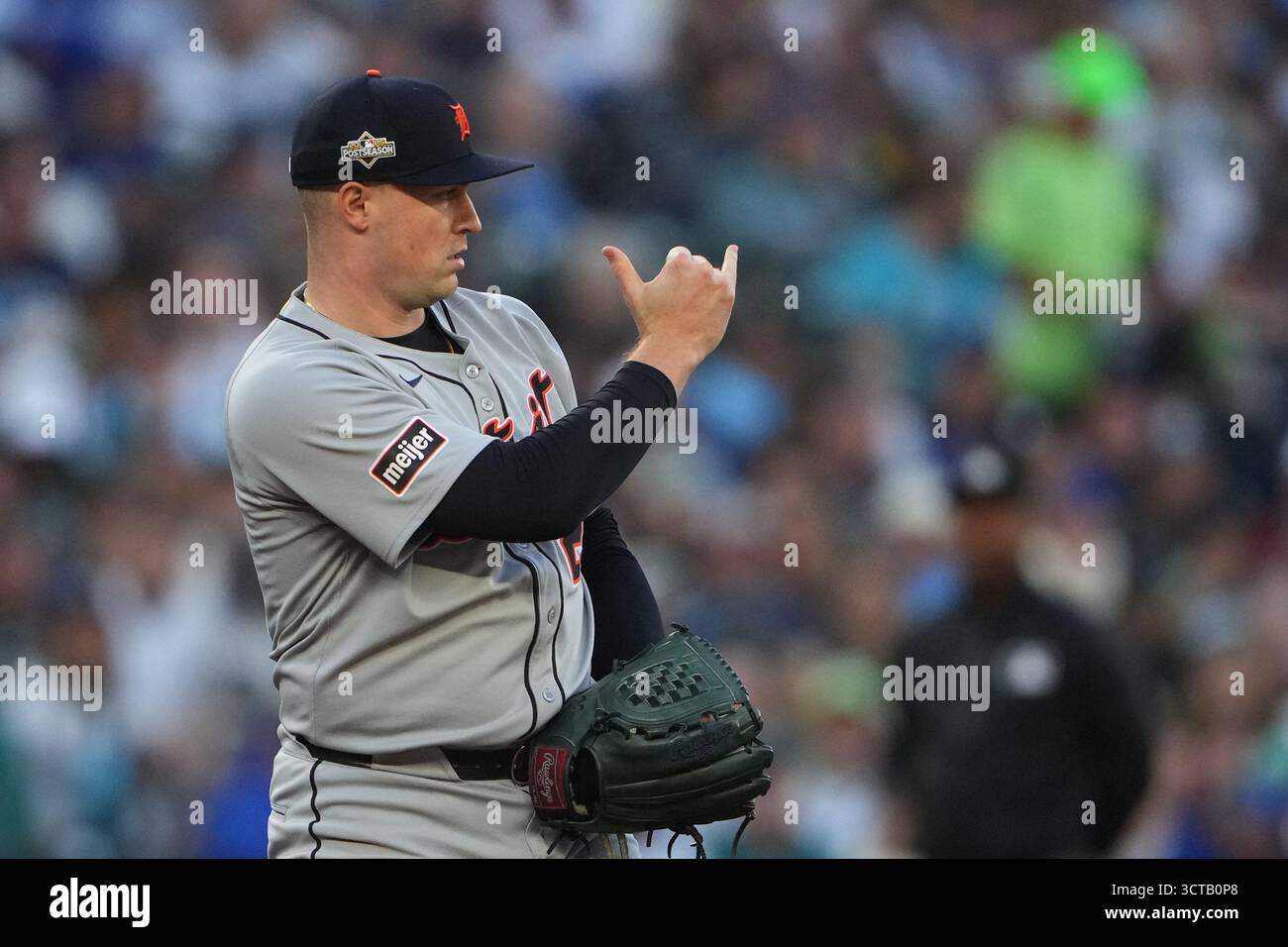 Detroit Tigers starting pitcher Tarik Skubal reacts after walking ...