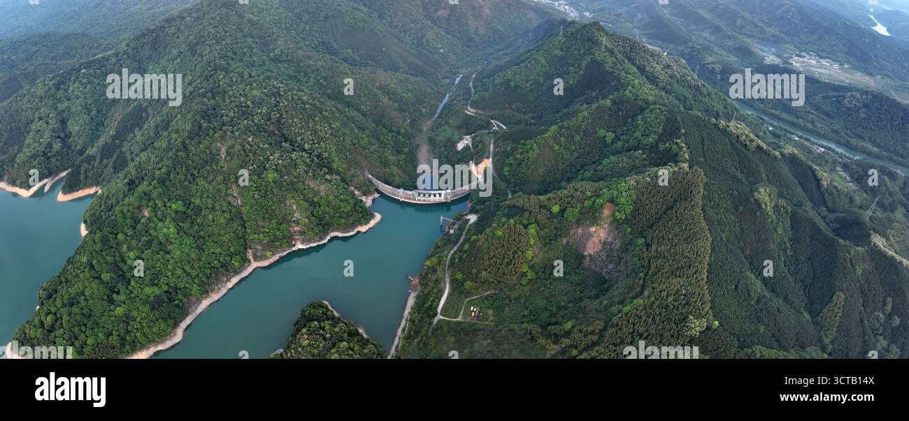 Aerial photography of Tiantangshan Reservoir and Tiantanghu Lake in ...