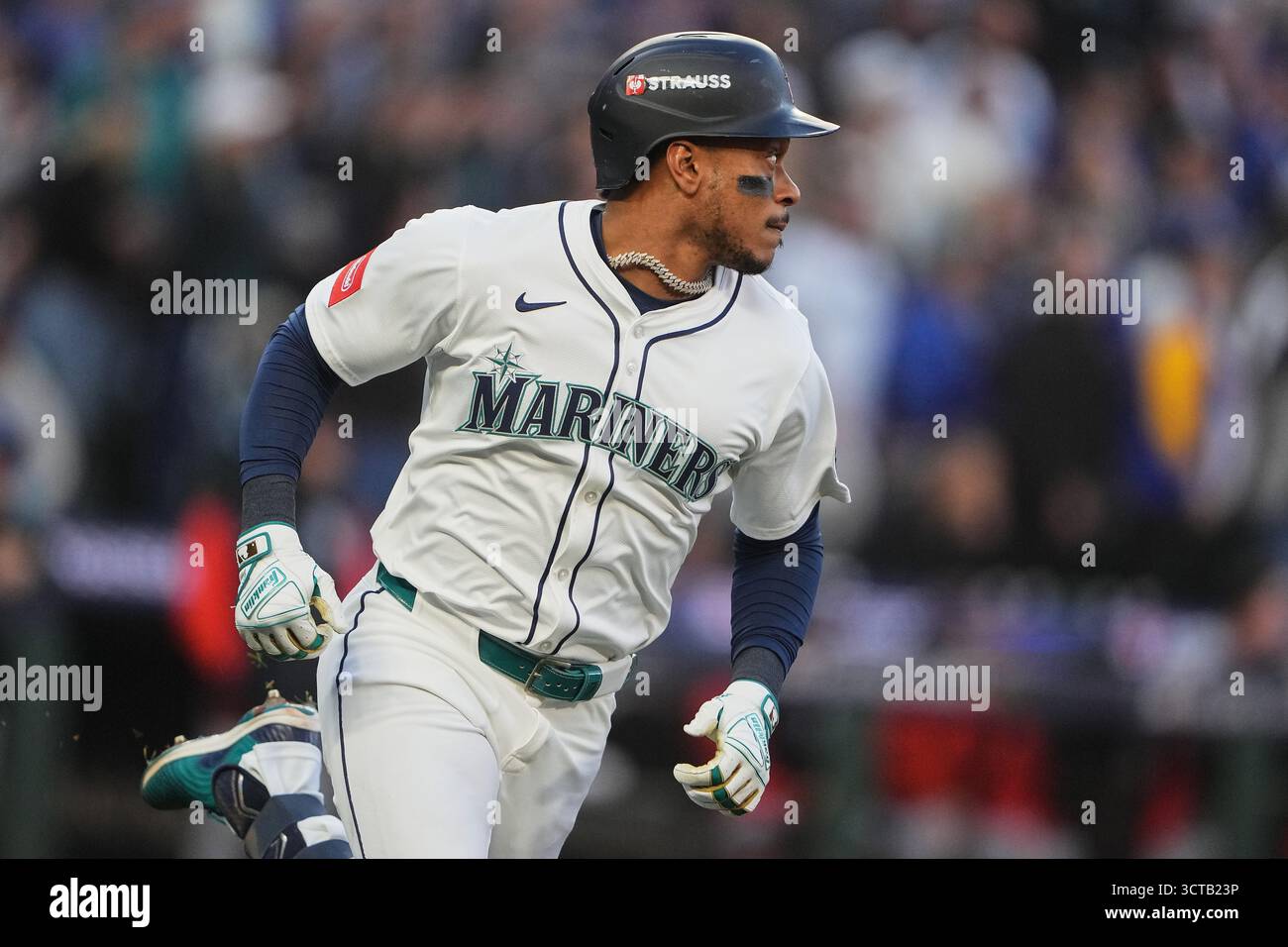 Seattle Mariners' Jorge Polanco runs after hitting a solo home run ...