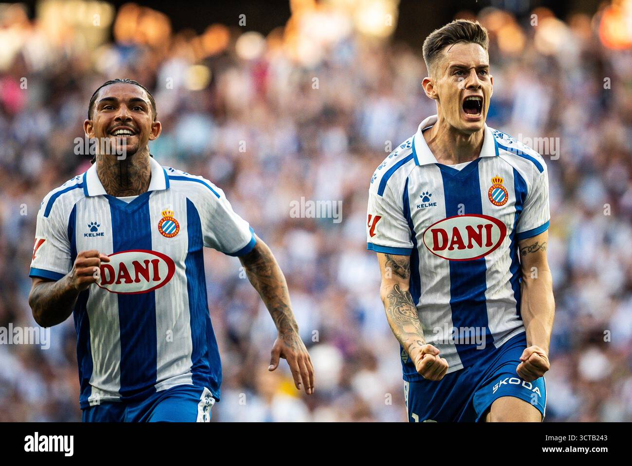 Pol LAZANO of Espanyol Barcelona celebrate his goal with Tyrhys DOLAN ...
