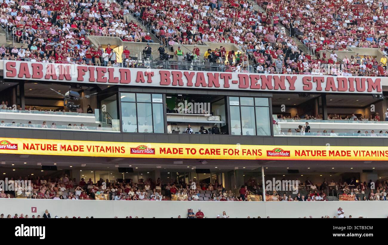 Saban Field at Bryant-Denny Stadium signage at an NCAA college football ...