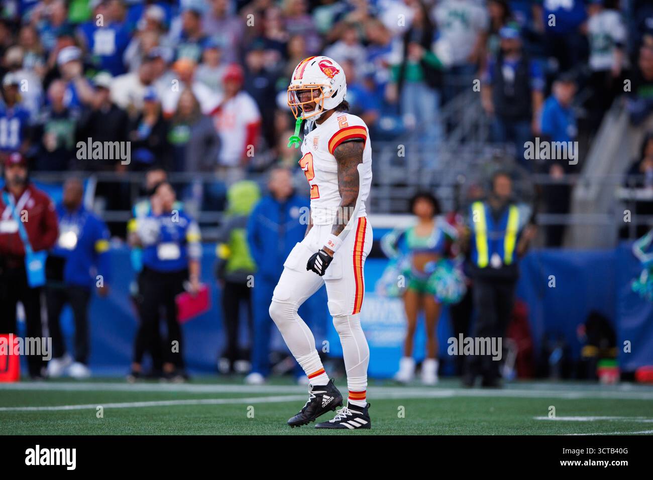 Tampa Bay Buccaneers wide receiver Emeka Egbuka (2) looks on in the ...