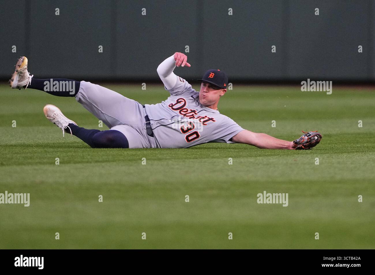 Detroit Tigers right fielder Kerry Carpenter catches a fly out by ...