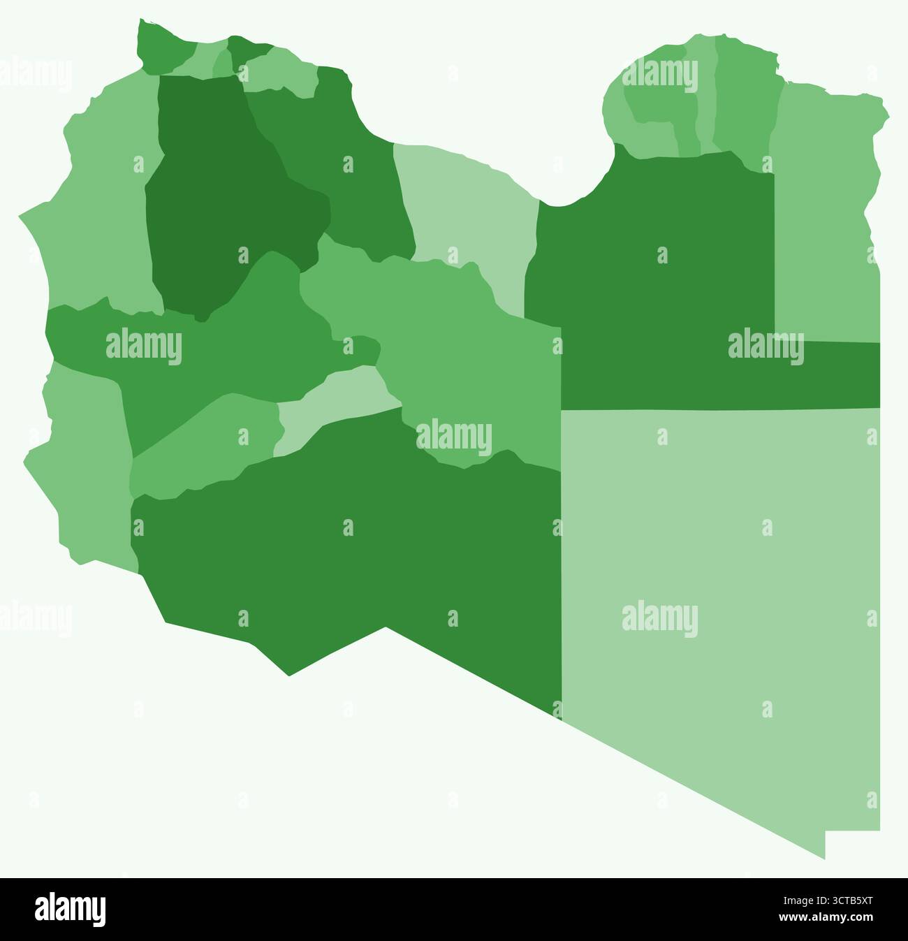 Map of Libya with regions. Just a simple country border map with region ...