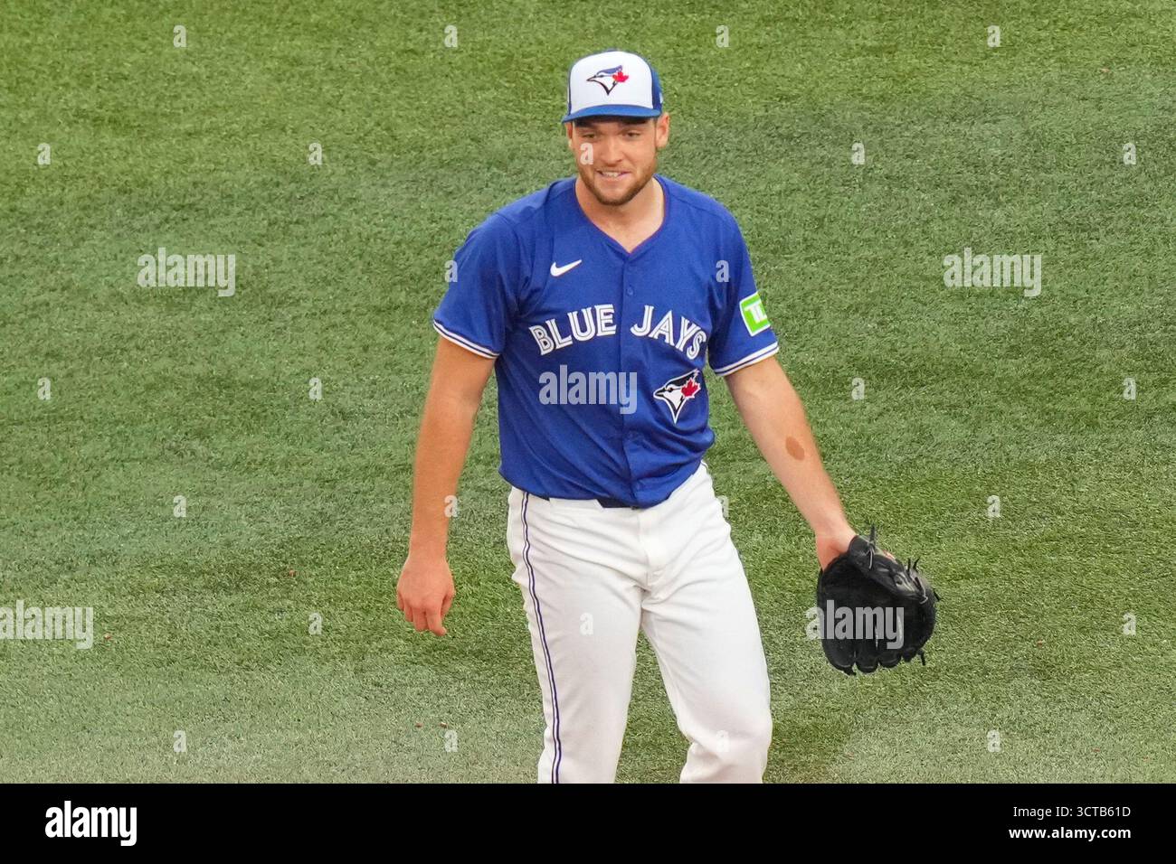 Toronto Blue Jays pitcher Trey Yesavage (39) reacts as he stands on the ...