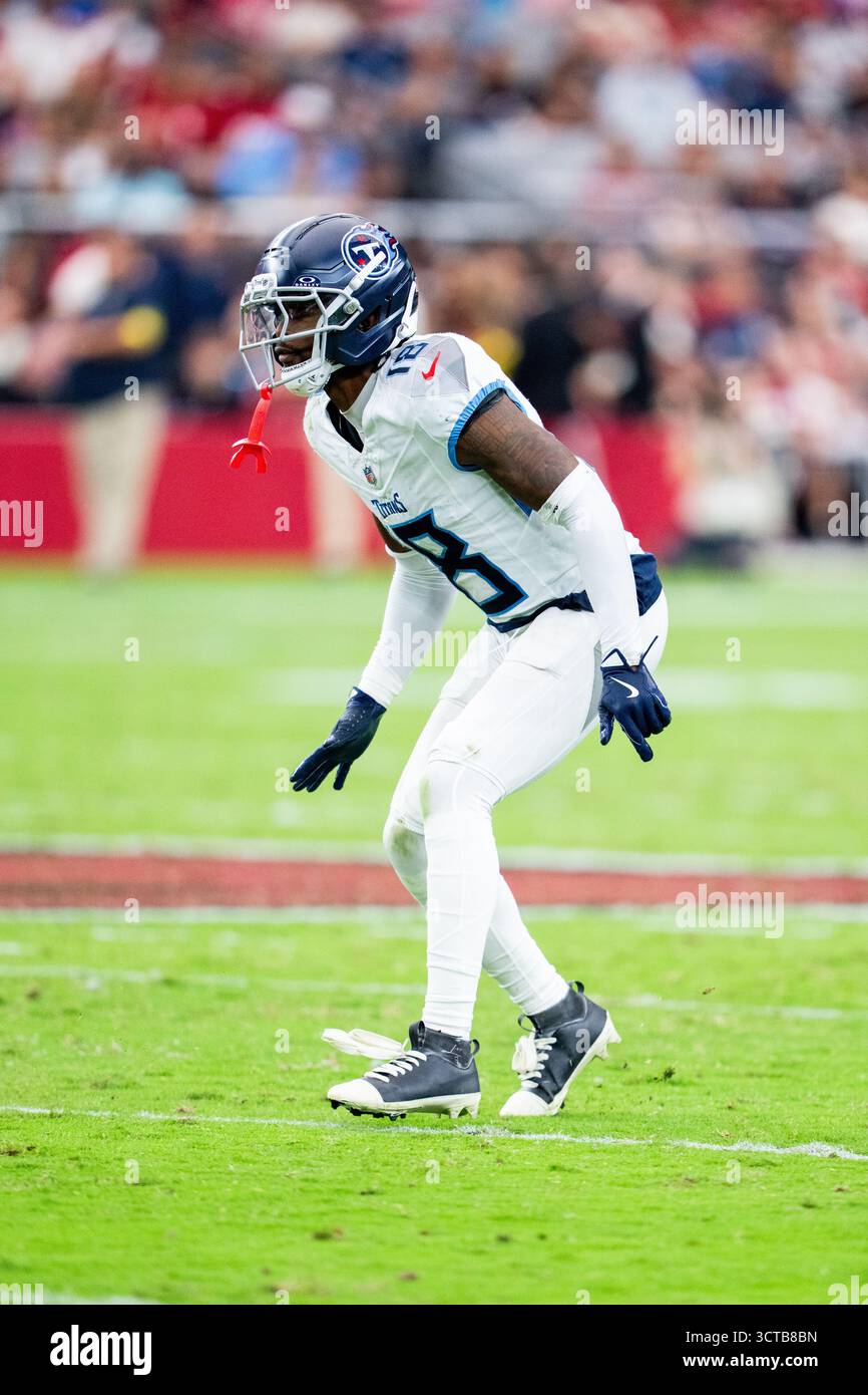 Tennessee Titans cornerback Jalyn Armour-Davis (18) runs in an NFL ...
