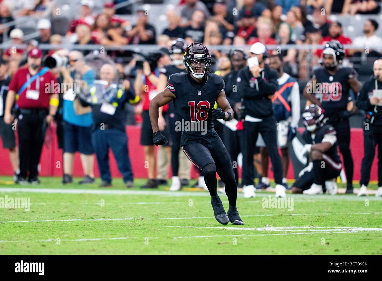 Arizona Cardinals wide receiver Marvin Harrison Jr. (18) runs in an NFL ...