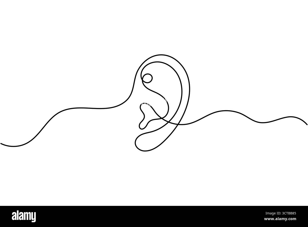 Minimalist human ear line art continuous single line vector ...