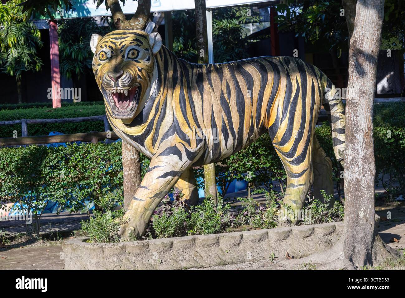 Majestic Royal Bengal Tiger statue at an amusement park in Bangladesh ...