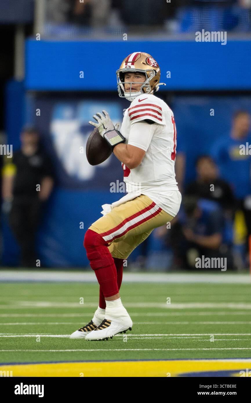 San Francisco 49ers quarterback Mac Jones (10) throws a pass during an ...
