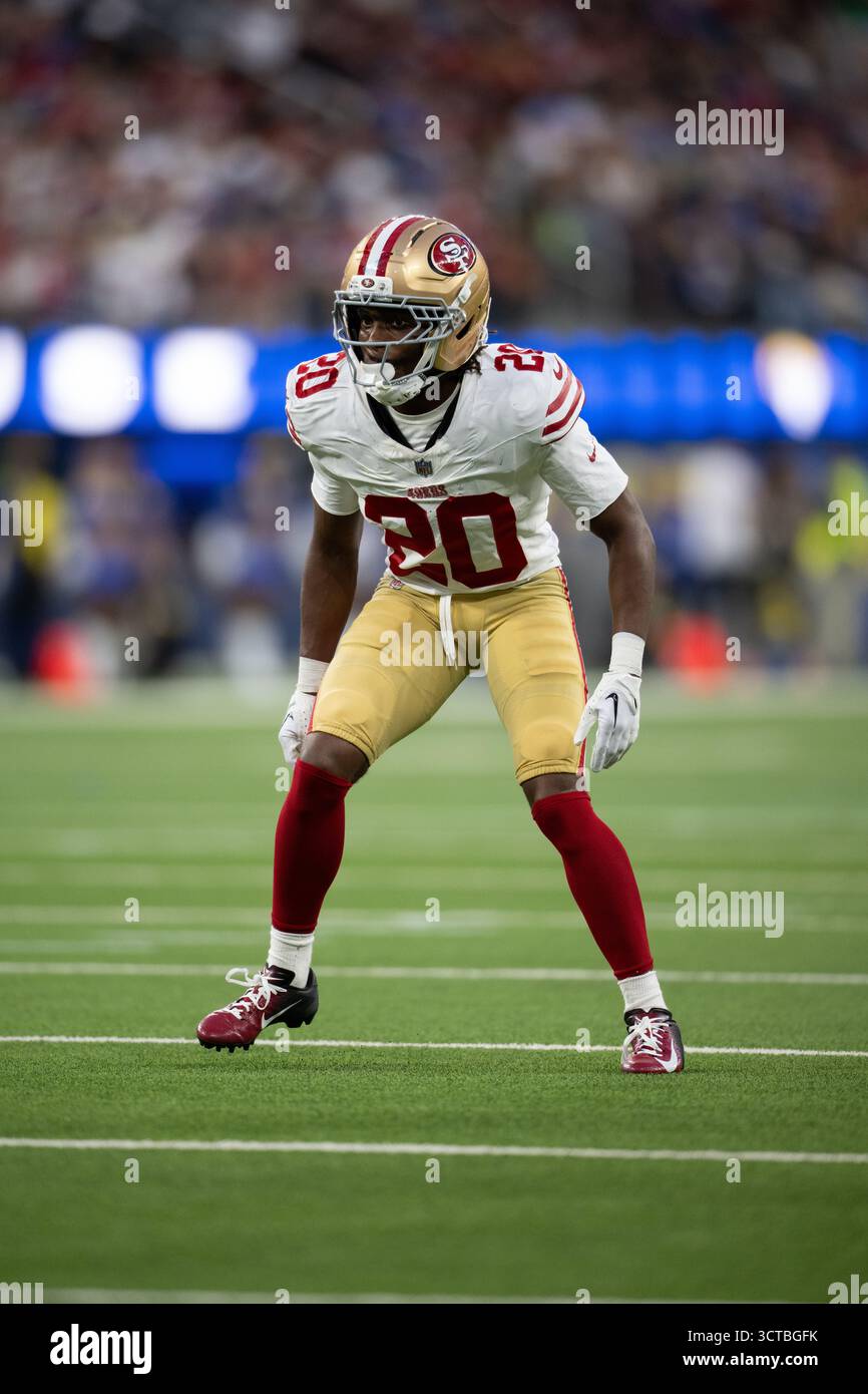 San Francisco 49ers cornerback Upton Stout (20) takes his stance during ...