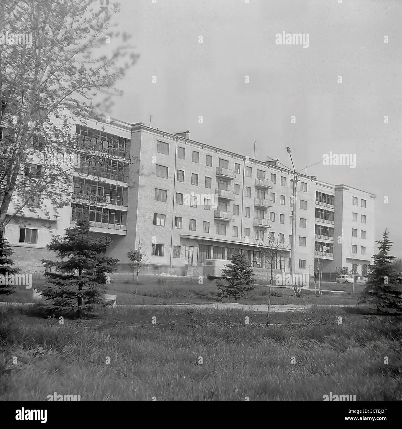 A newly completed five-story apartment building in a new residential ...