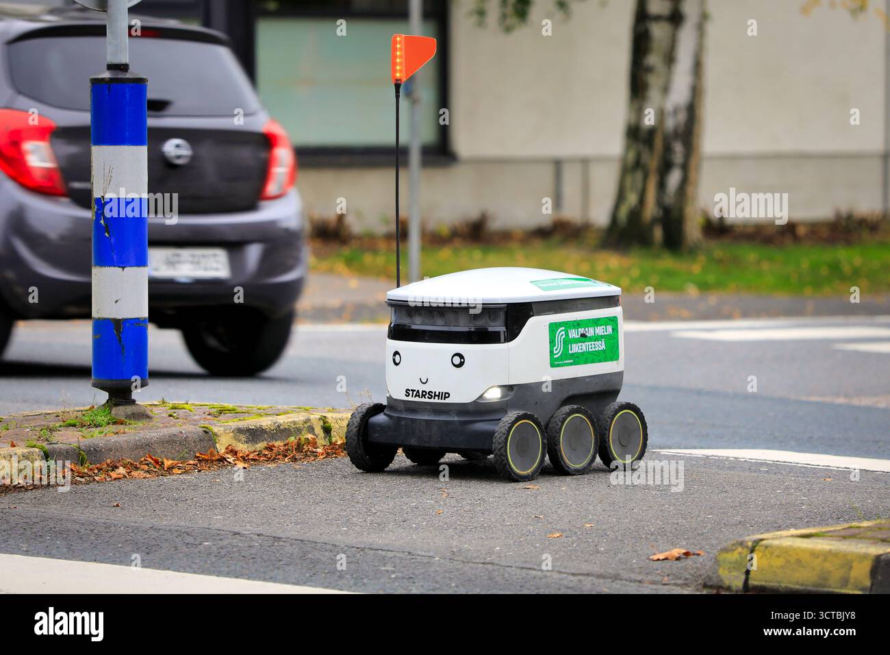 Autonomous food delivery robot made by Starship Technologies, used by ...