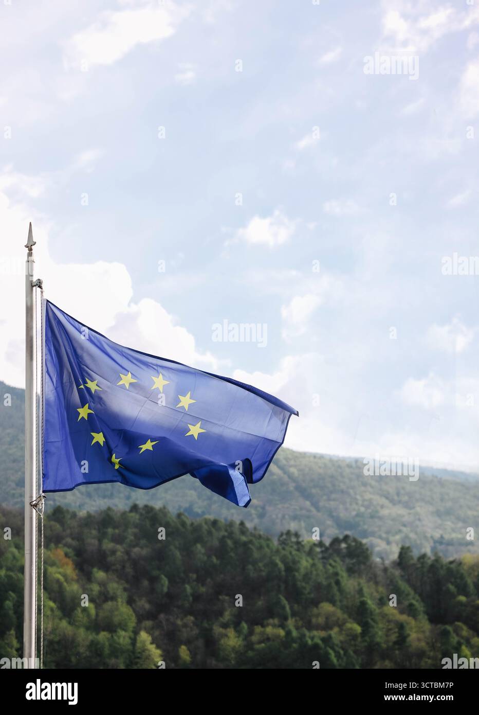 Eu flag in mountains hi-res stock photography and images - Alamy