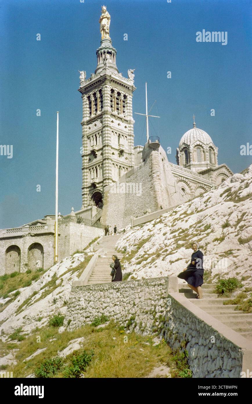 Neo-Byzantine architecture of basilica Notre Dame De La Garde church ...
