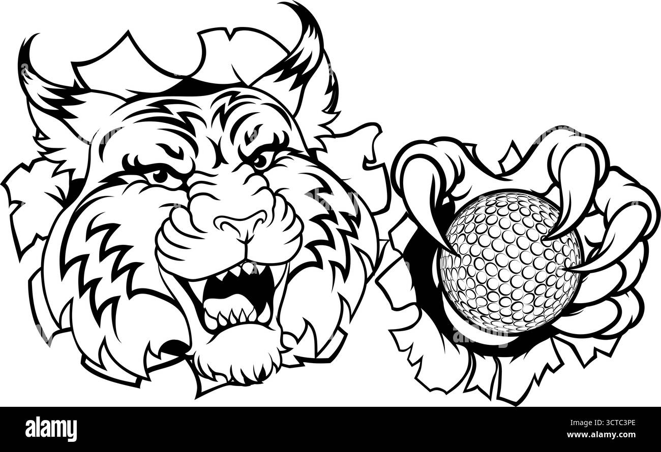Wildcat Bobcat Golf Ball Sport Team Cartoon Mascot Stock Vector Image ...