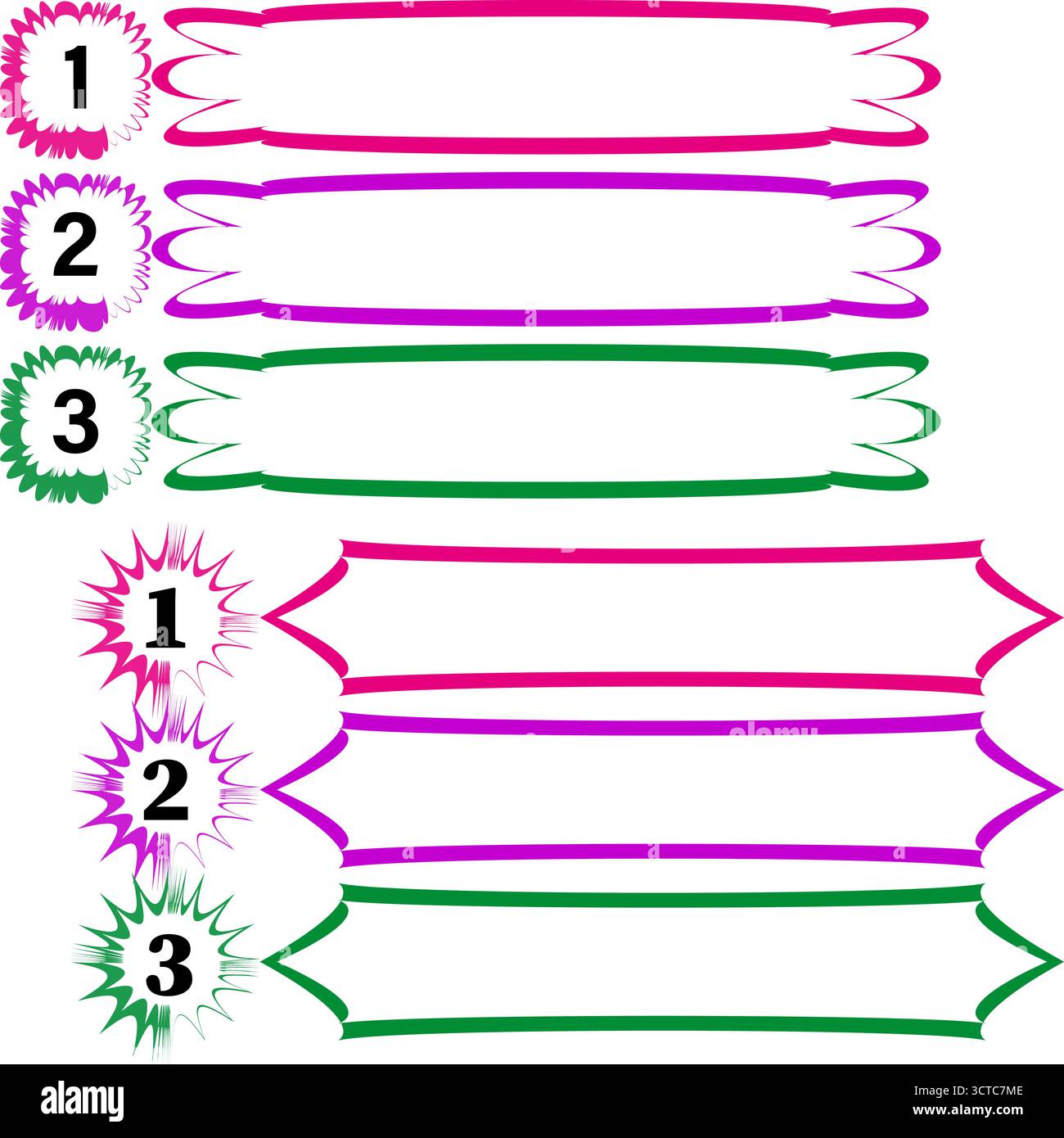 Numbered list template. Colorful empty banners. Infographic element ...