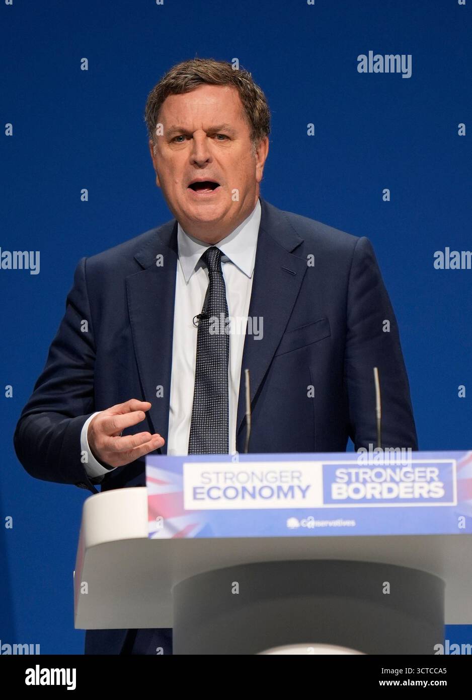 Shadow chancellor Sir Mel Stride making a speech during the ...