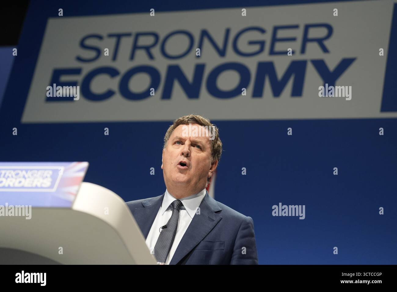 Shadow chancellor Sir Mel Stride making a speech during the ...