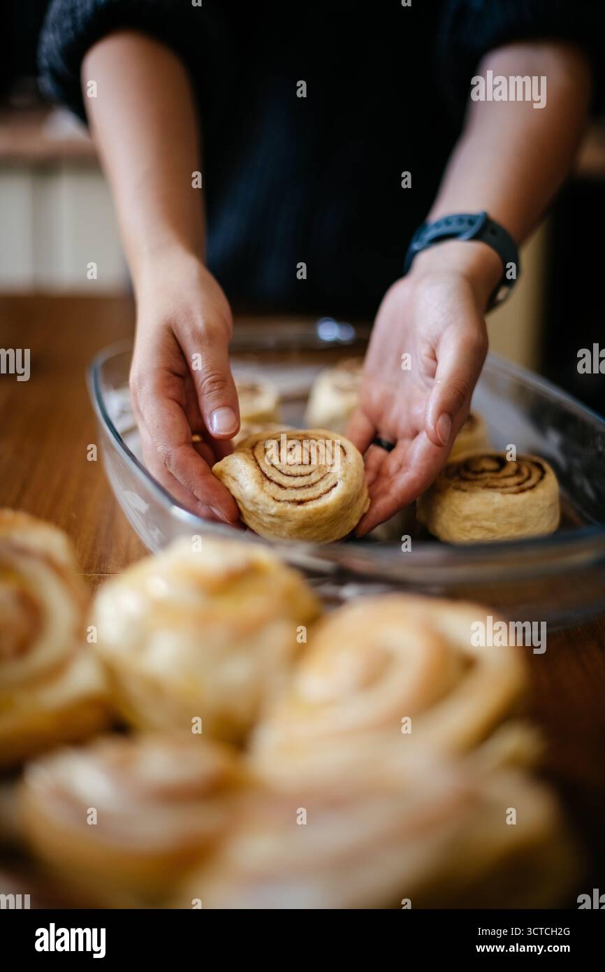 Closeup raw cinnamon roll hi-res stock photography and images - Alamy