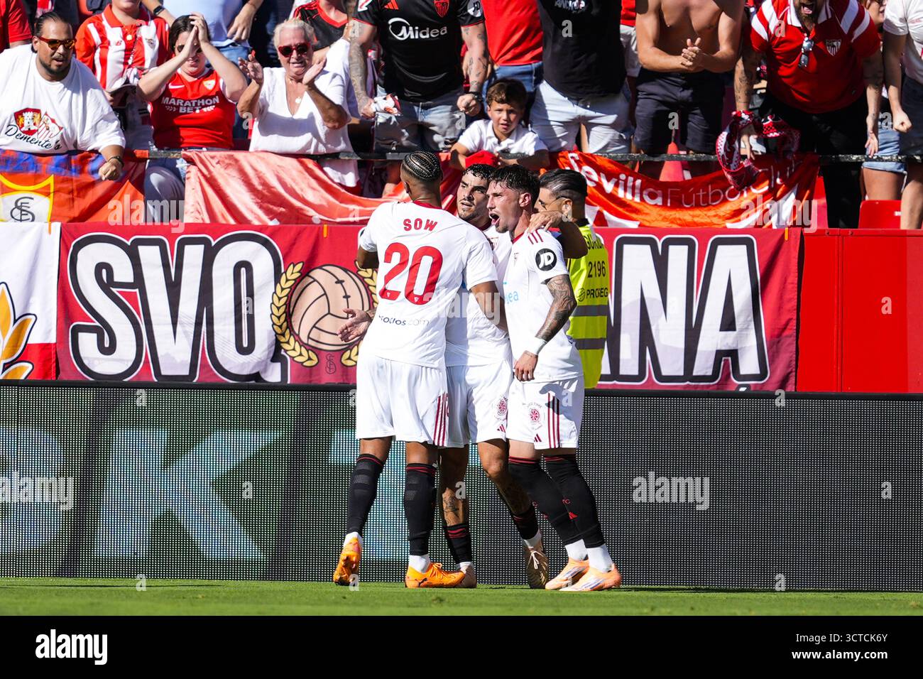 Isaac Romero of Sevilla FC celebrates a goal 2-0 during the Spanish ...