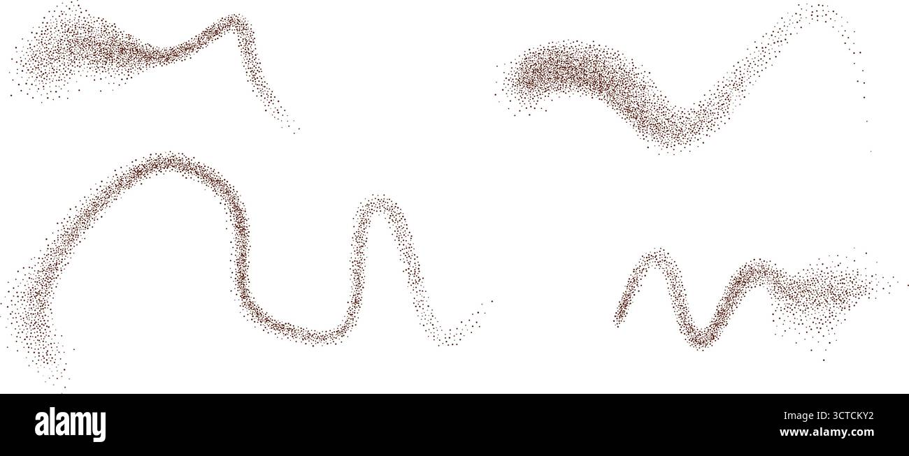 Coffee or chocolate powder lines. Noise gradients fly stroke shapes set ...