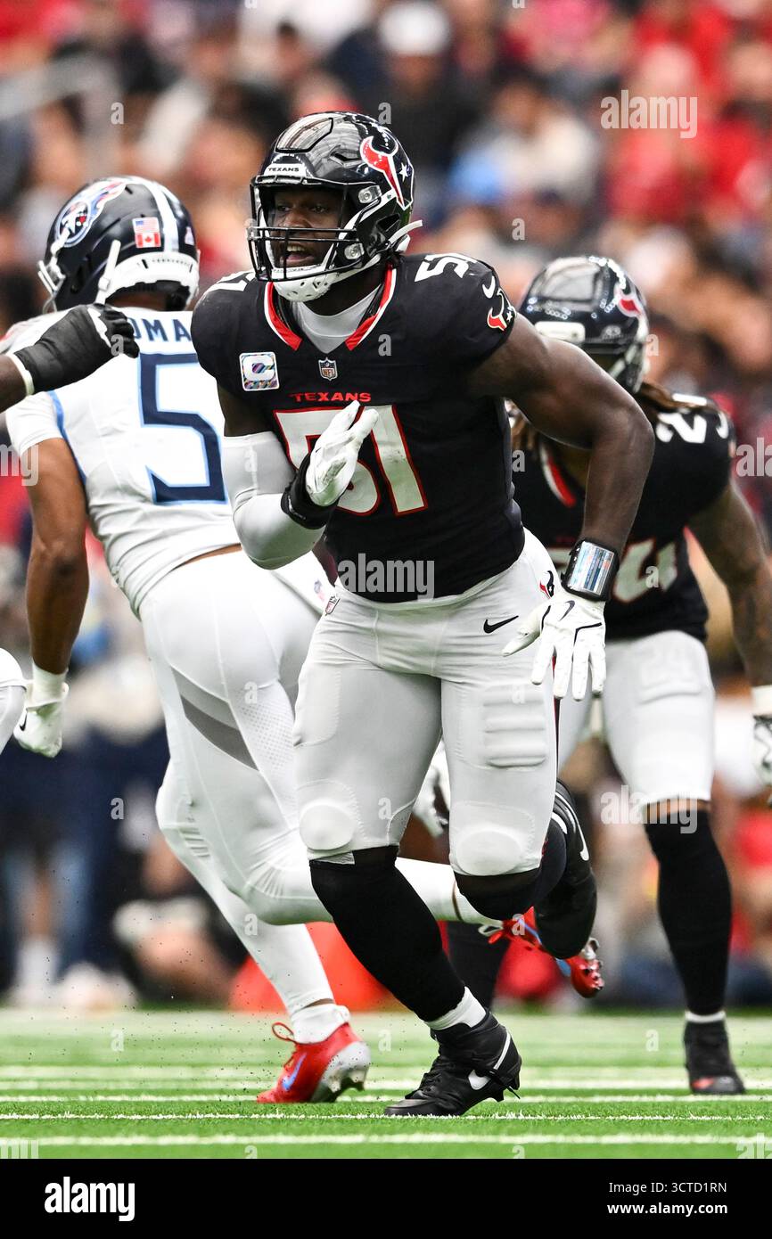 Houston Texans defensive end Will Anderson Jr. (51) defends in coverage ...