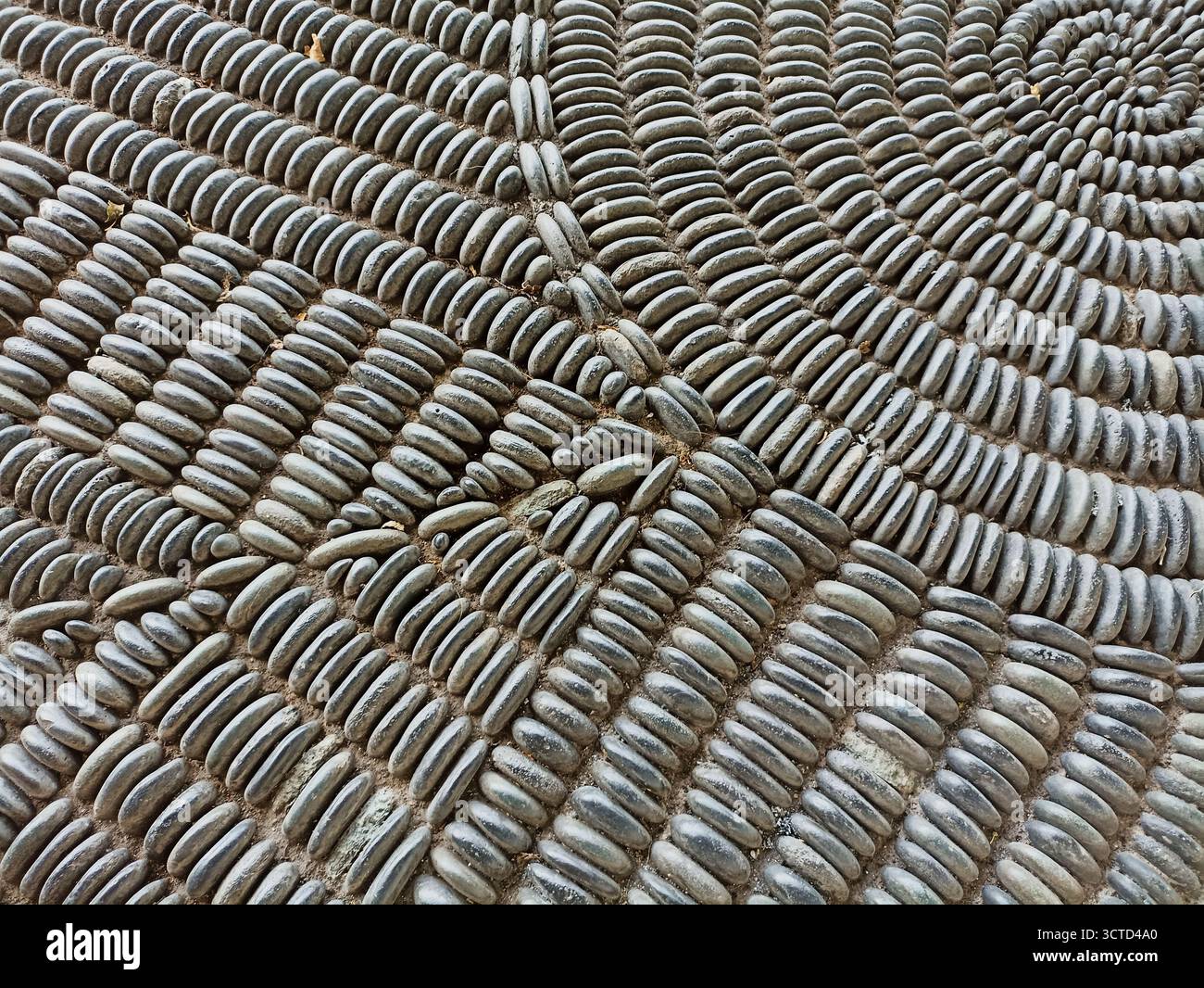 Spiral Pattern Pebble Mosaic Pavement - Intricate design of tightly ...