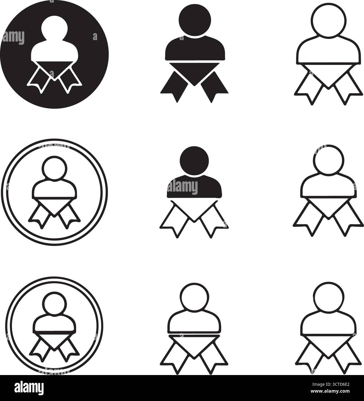 Simple user profile icons with ribbons perfect for design on ...