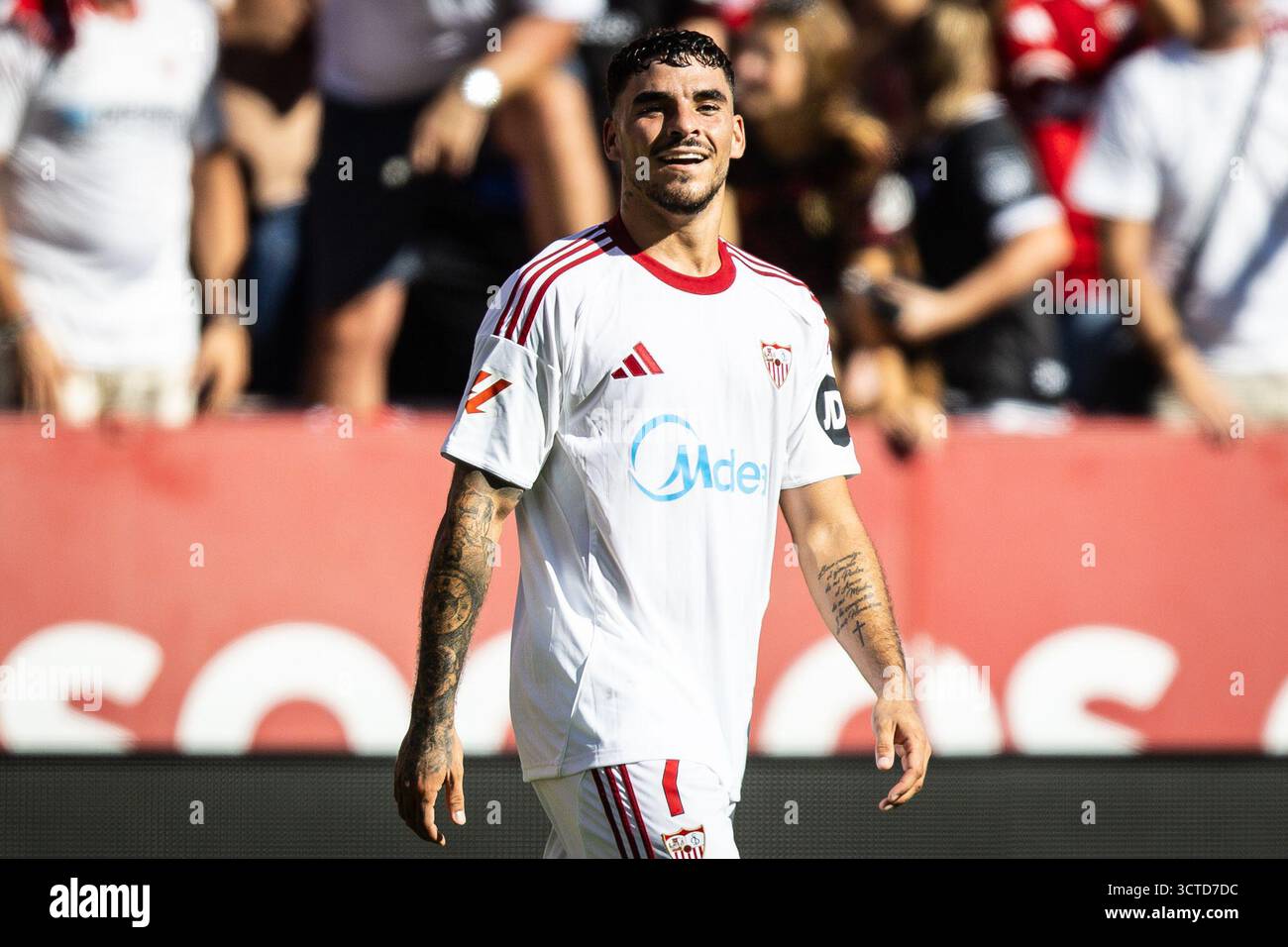 Isaac ROMERO of Sevilla FC celebrates his goal during the Spanish ...