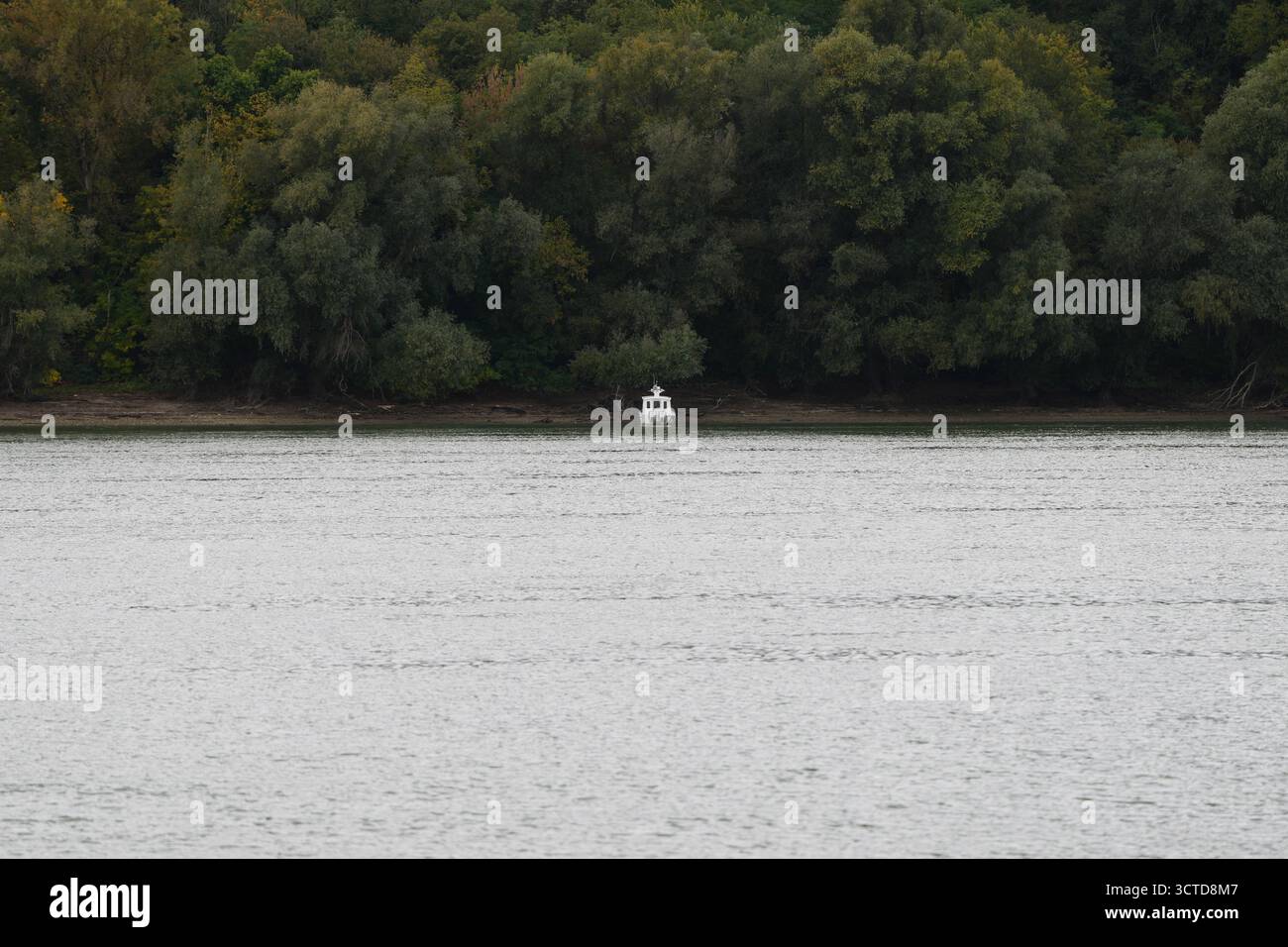 A Croatian police boat is seen on the Danube River between Serbia and ...