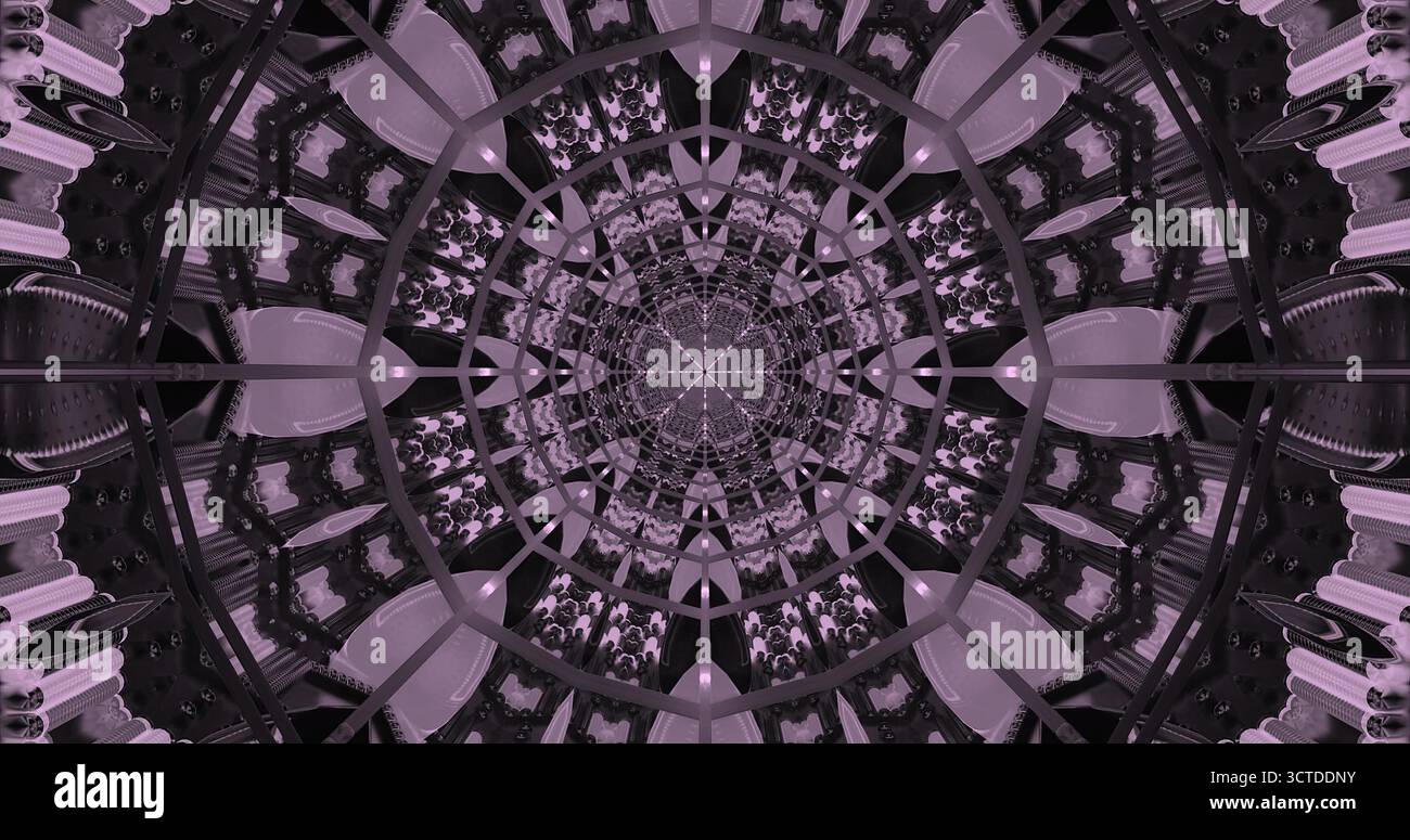 This artwork features a complex circular design that showcases shades ...
