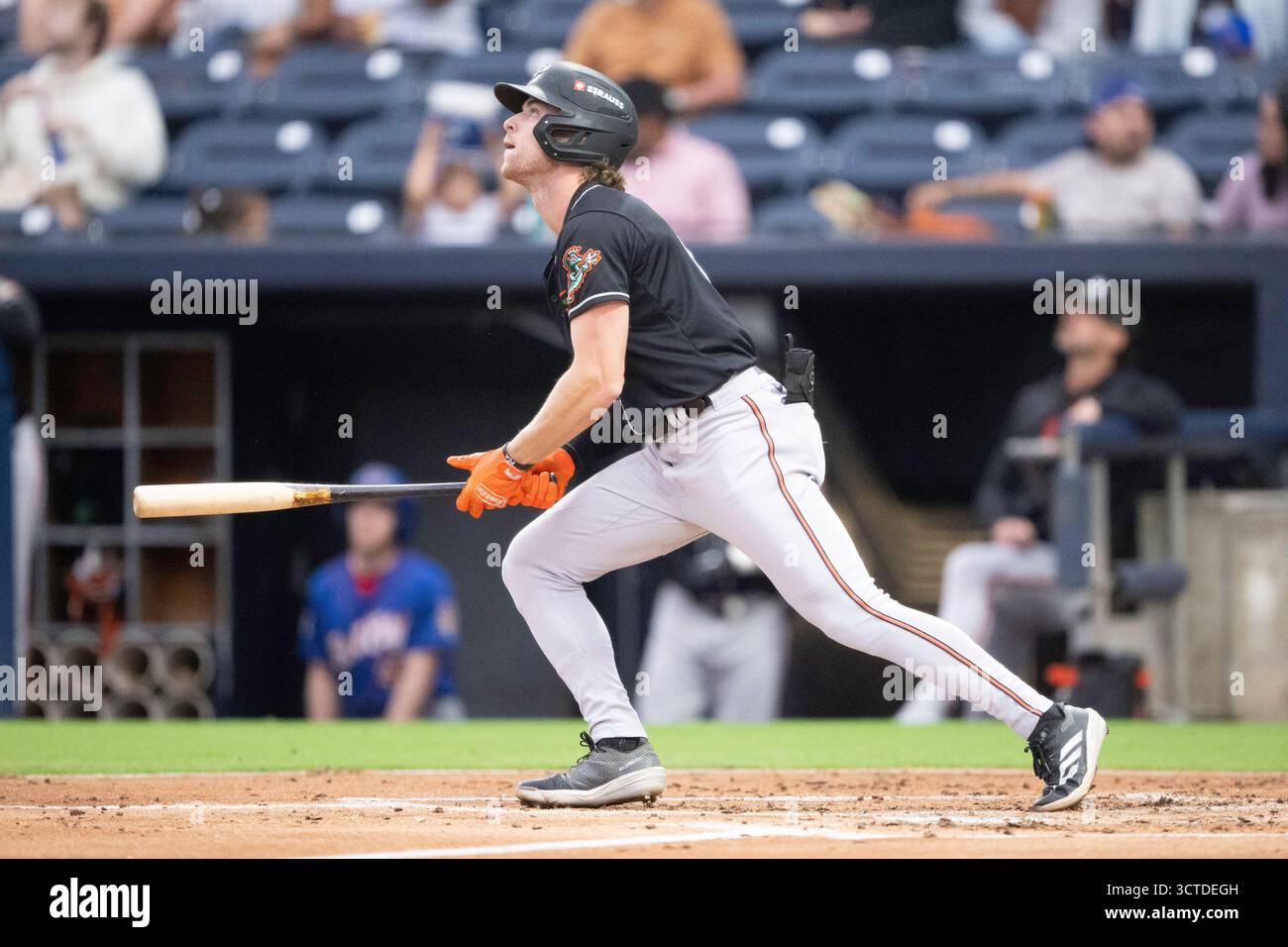 Reed Trimble (18) of the Norfolk Tides at bat during an International ...
