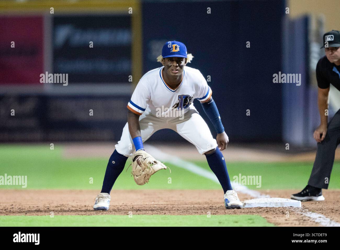 First baseman Tre Morgan (22) of the Durham Bulls in action during an ...