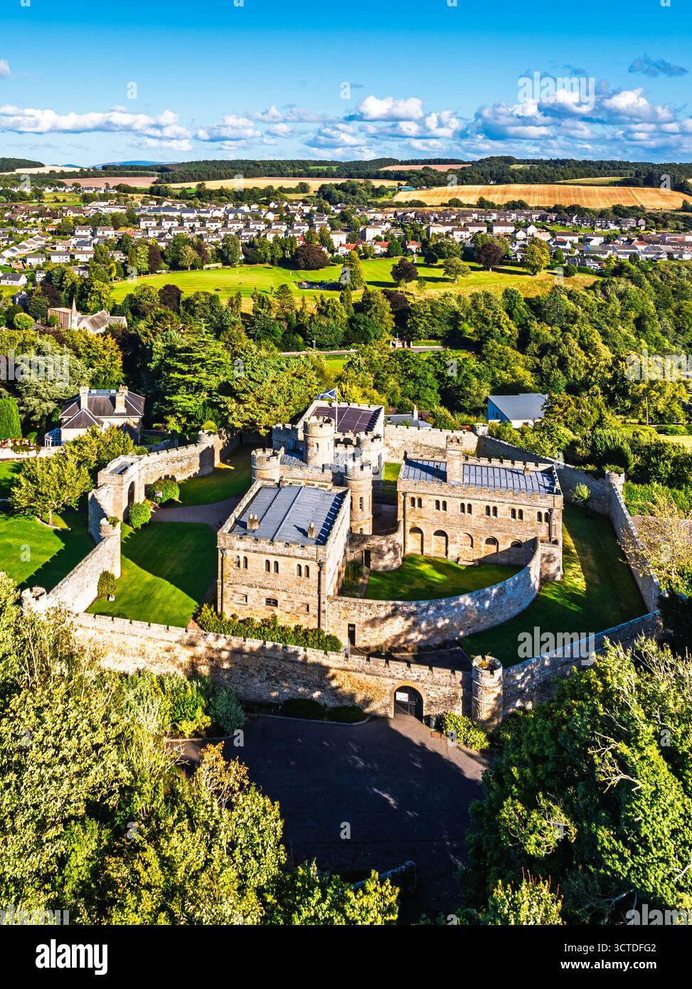 Jedburgh Castle from a drone, Jedburgh, Scottish Borders , Scotland, UK ...
