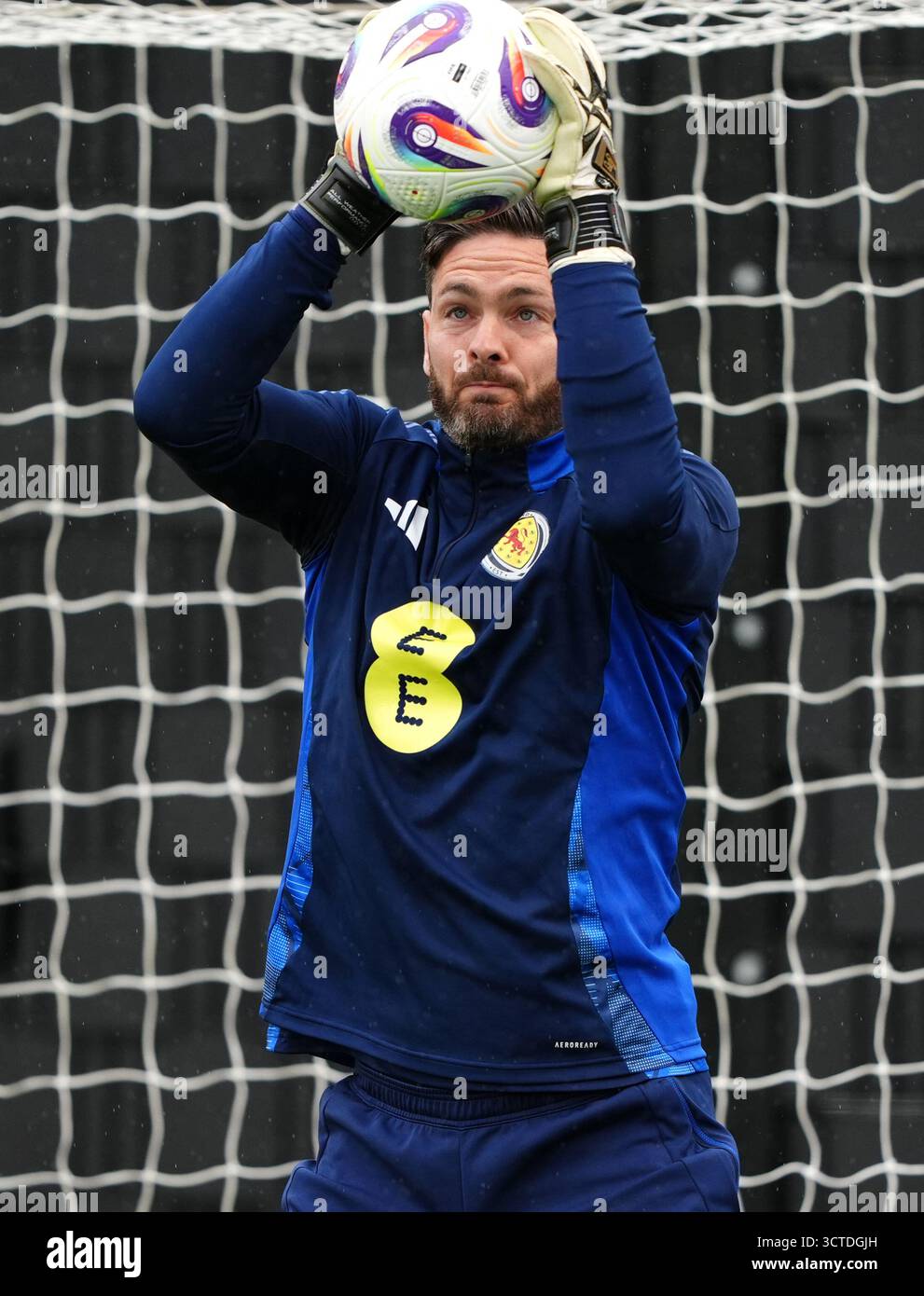 Scotland goalkeeper Craig Gordon during a training session at Lesser ...