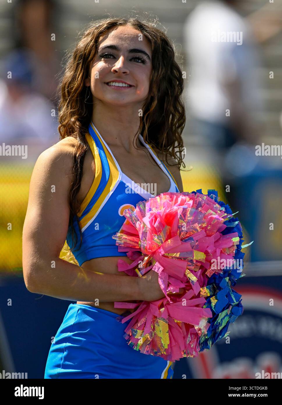 October 04, 2025 UCLA cheerleader in action during the NCAA football ...