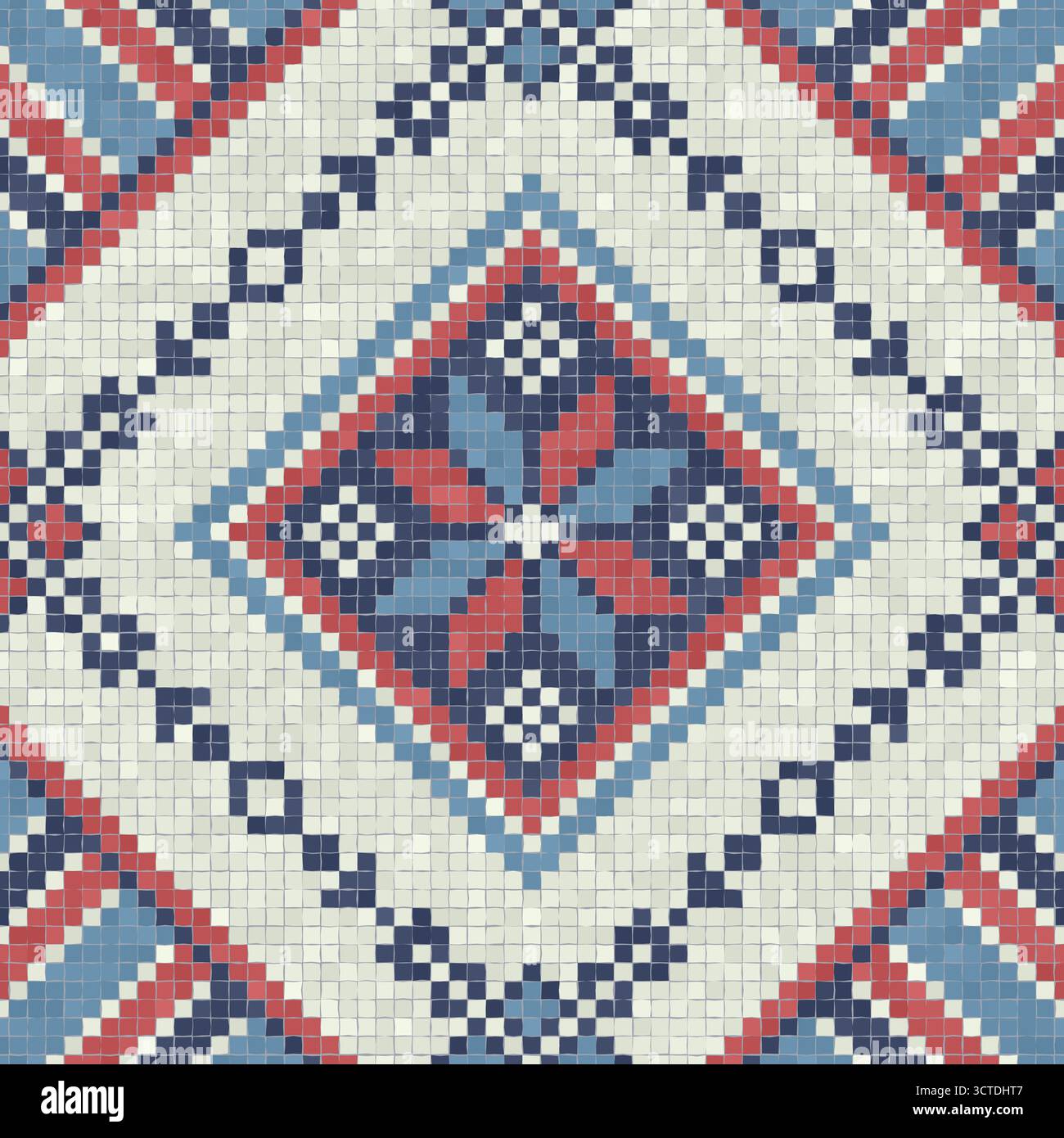 Mosaic tiles seamless pattern composition with traditional Palestinian ...