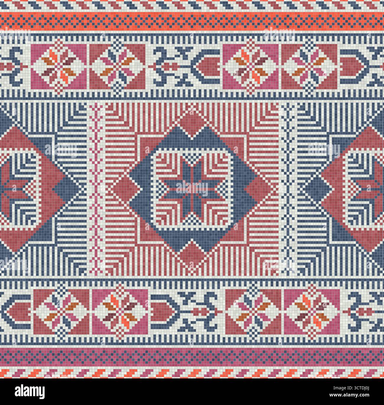 Mosaic tiles seamless pattern composition with traditional Palestinian ...