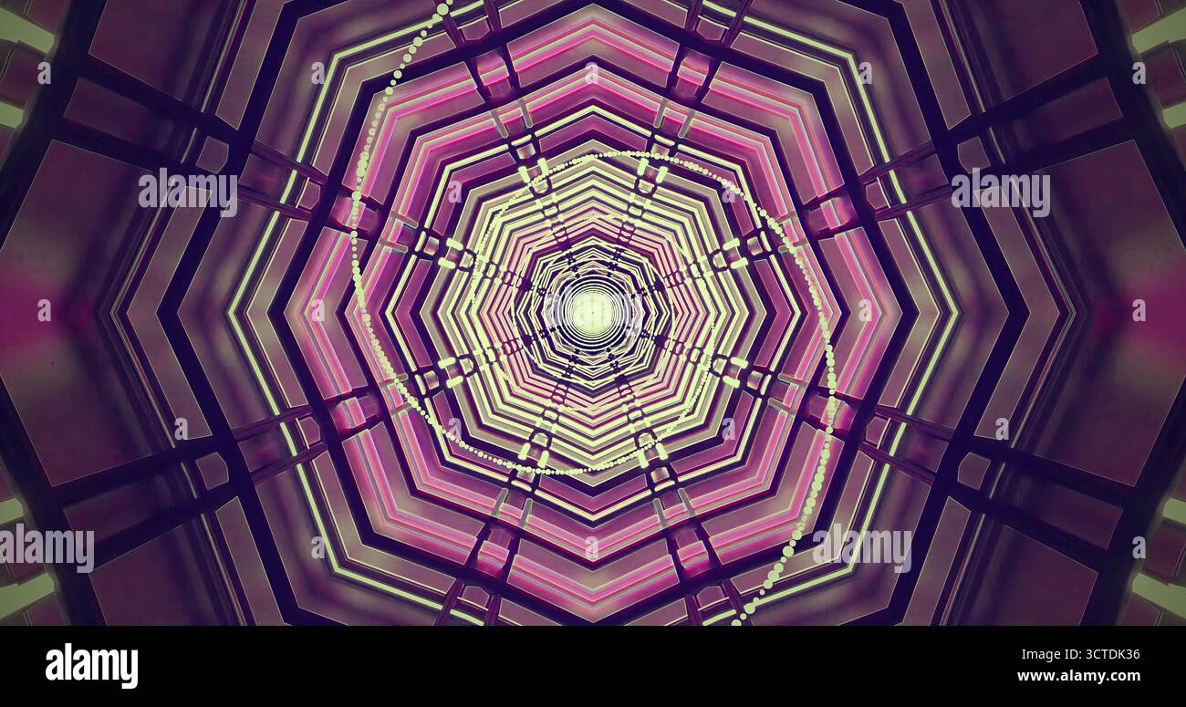 A colorful tunnel made of geometric shapes creates a mesmerizing visual ...