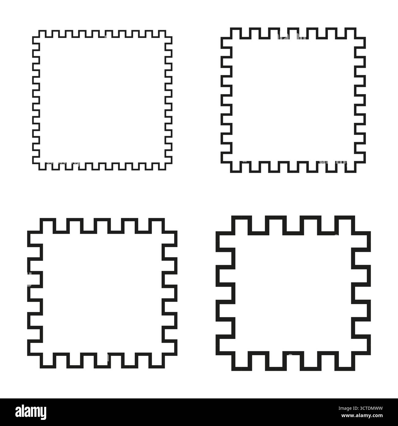 Square dotted frames. Wavy line border. Three shape Vector. Black white ...