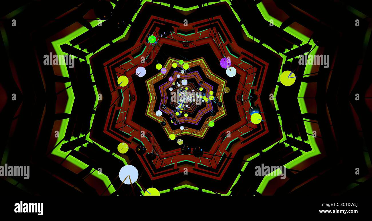 Vibrant colors and intricate shapes create a mesmerizing pattern ...
