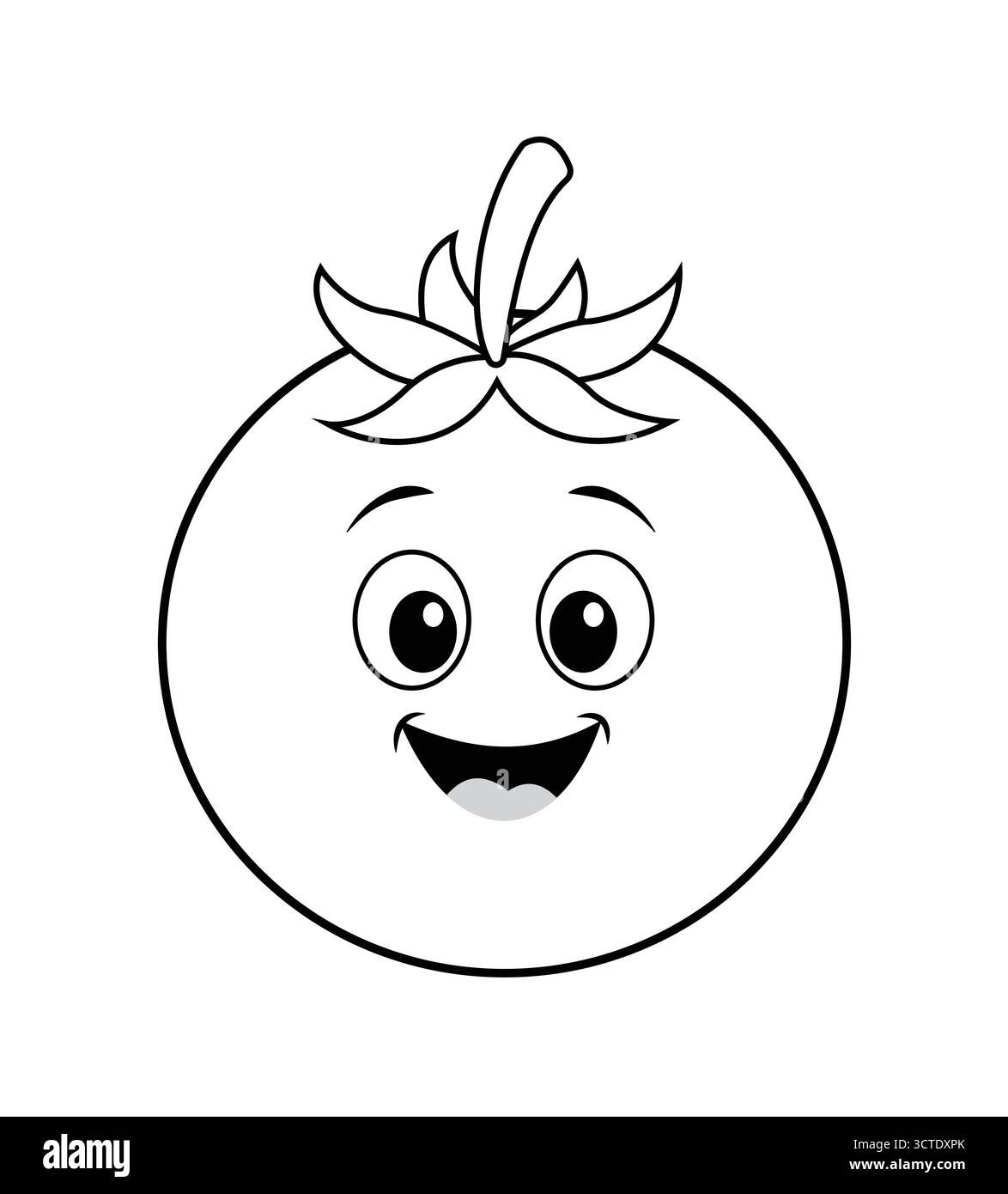 Cartoon red tomato smiling happy Black and White Stock Photos & Images ...